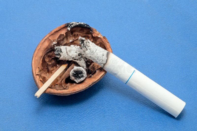 Cigarette and Ashtray Made of Walnut Shell Stock Image - Image of ...