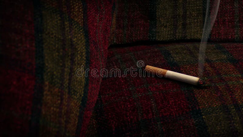 Cigarette Burning Sofa - Fire Hazard Concept Stock Footage - Video of ...