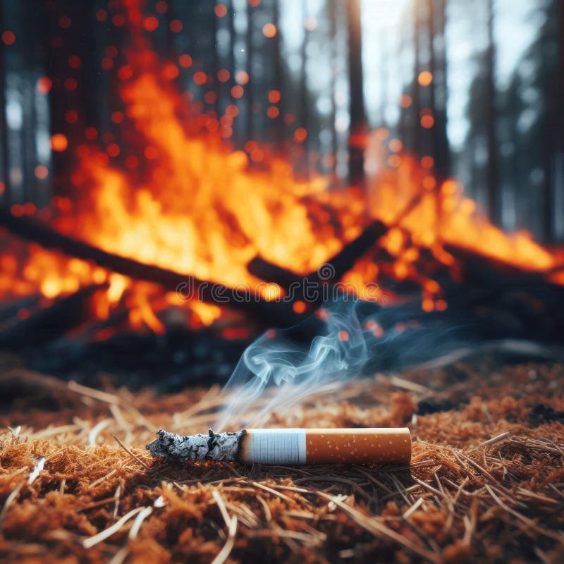 Cigarette before a Forest Fire. Stock Image - Image of consequences ...