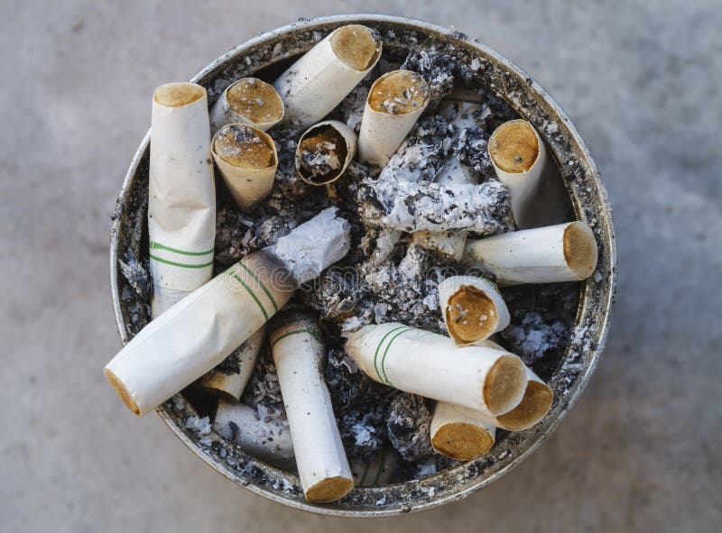 Cigarette Butts Discarded in Ashtray. Stock Photo - Image of garbage ...