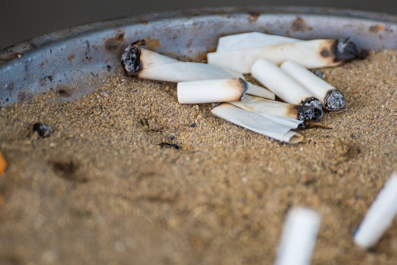 Cigarette in Sand Ashtray Bin Stock Image - Image of addiction, danger ...