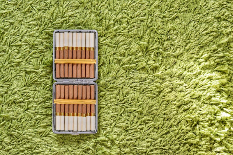 Cigarette Case on a Green Background Stock Image - Image of background ...
