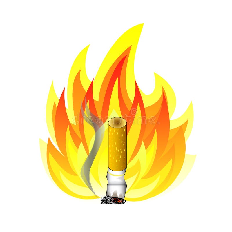 Cigarette is Cause of Fire. Flat Vector Illustration. Stock Vector ...