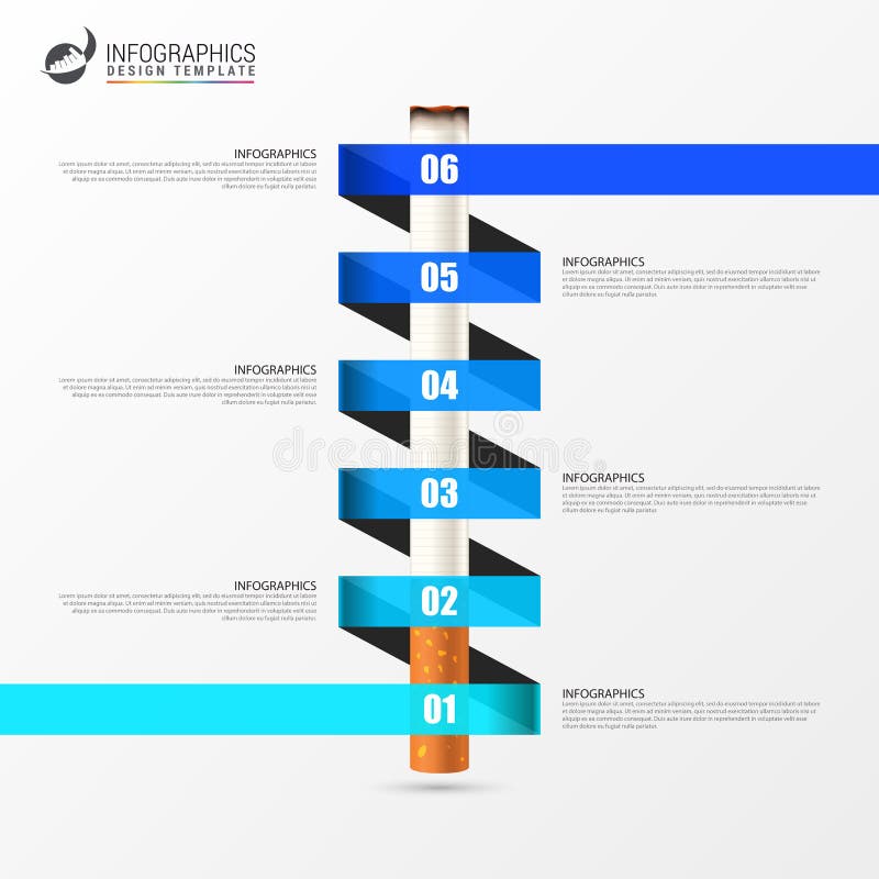 Cigarette Concept. Infographic Design Template with Steps Stock Vector ...