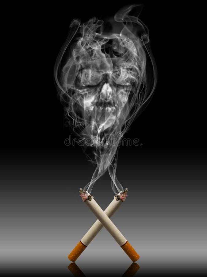 Cigarette with Deadly Smoke - Tabac Kills Life Con Stock Illustration ...