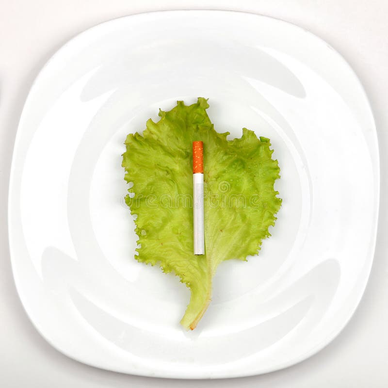 Cigarette on Dinner Plate stock photo. Image of famine - 46957726