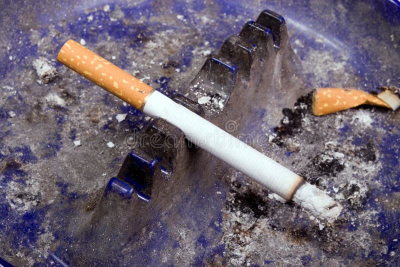Cigarette in Dirty Ash Tray Stock Image - Image of blue, unattractive ...