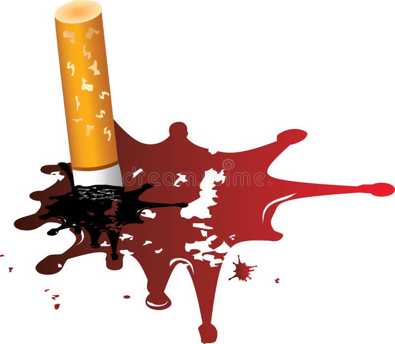 Cigarette on drop of blood stock vector. Illustration of heart - 8376202