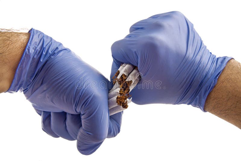 Cigarette with Gloved Hands Stock Image - Image of quitting ...