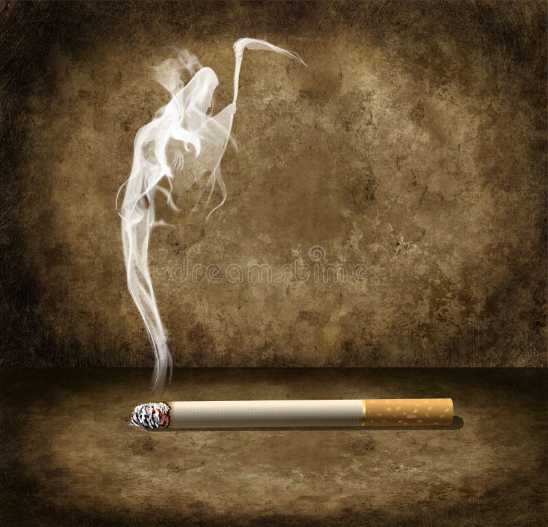 Cigarette and Grim Reaper Smoke Stock Illustration - Illustration of ...
