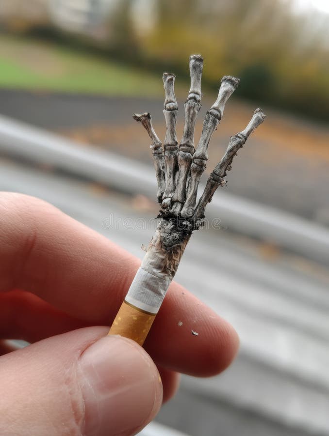 Cigarette Morphs into Skeletal Fingers, Symbolizing the Frailty of Life ...