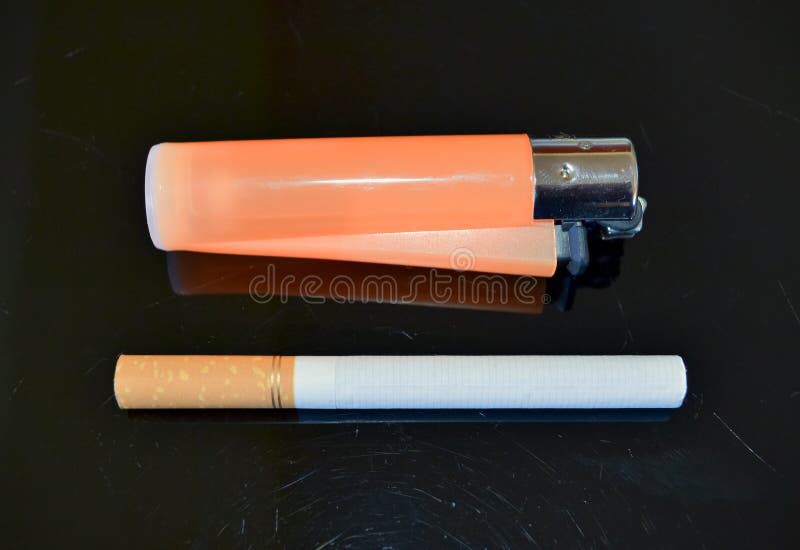 Cigarette and lighter stock image. Image of fire, odor - 46195955