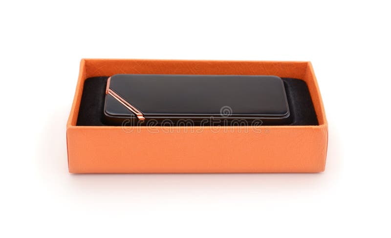 Cigarette Lighter in Gift Box Isolated on White Stock Image - Image of ...