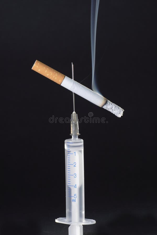 Cigarette on needle stock image. Image of addiction, healthy - 16126921