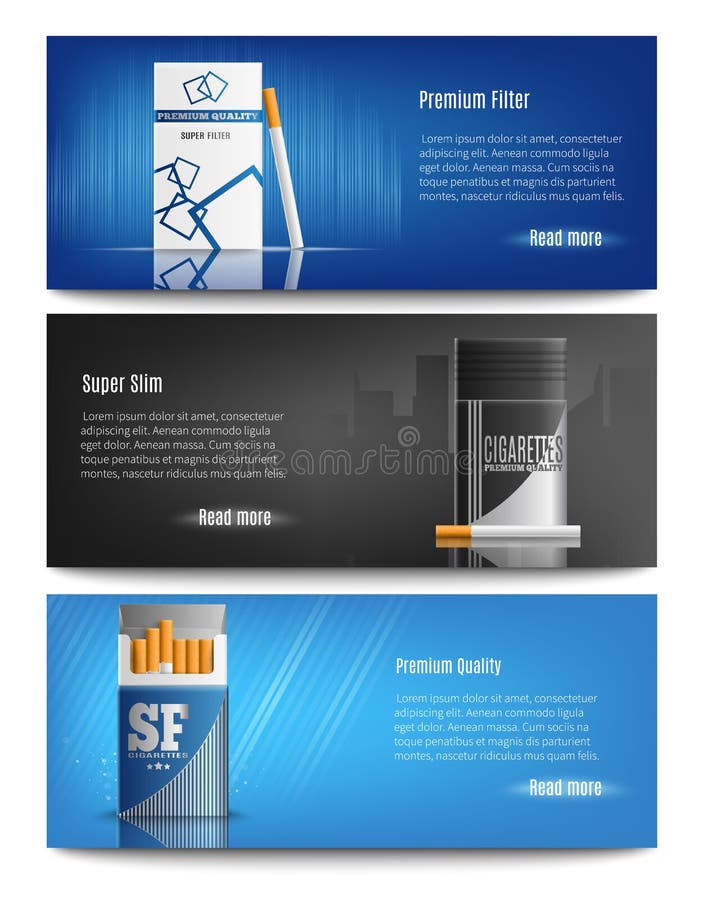 Cigarette Packs Realistic Banners Stock Vector - Illustration of black ...