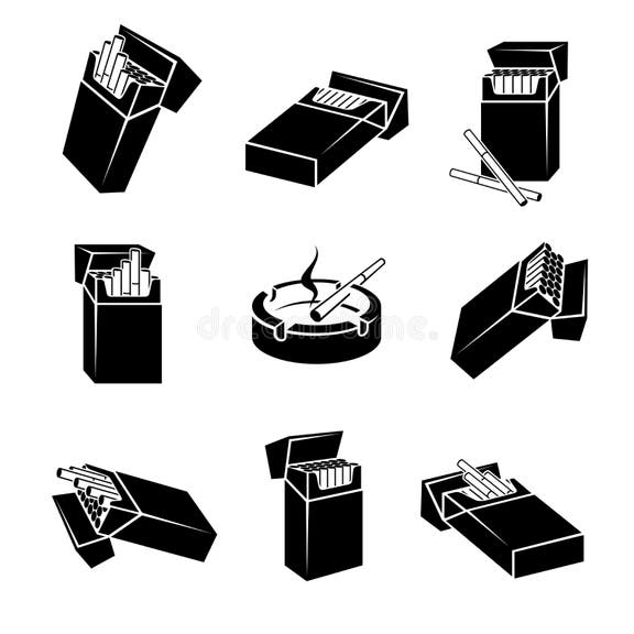 Cigarette Packs Set. Vector Stock Vector - Illustration of addiction ...