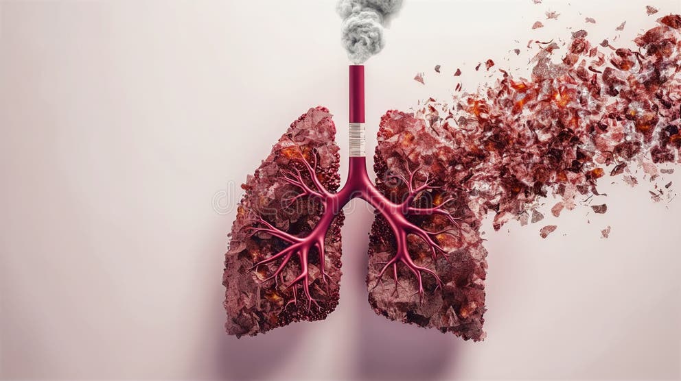 A Cigarette Placed in a Trachea Model with One Lung Dissolving into ...