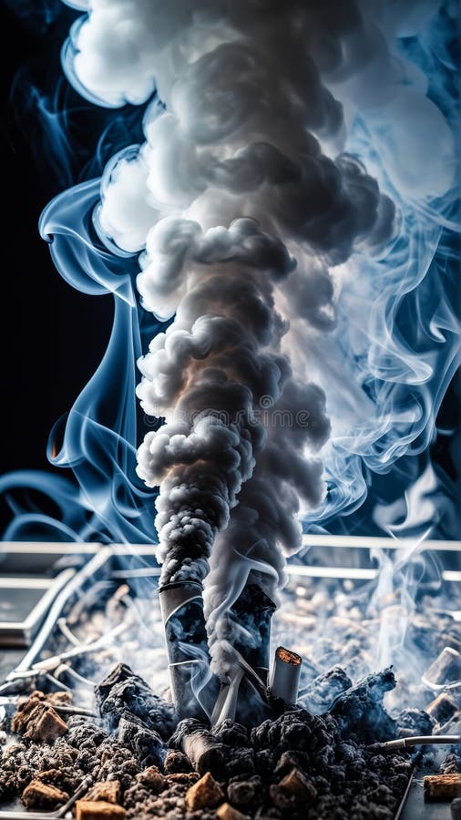 Cigarette Smoke Patterns: Rising Clouds of Vapor and Ash in Dramatic ...