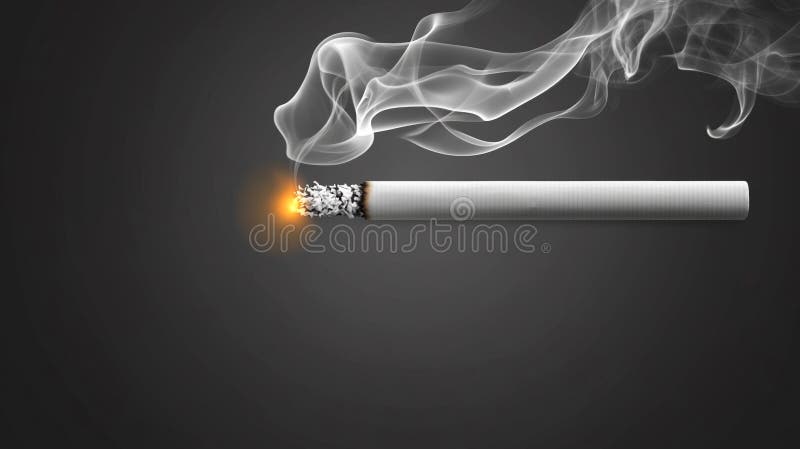 Cigarette with Smoke Swirling in Dark Background Creating a Dramatic ...