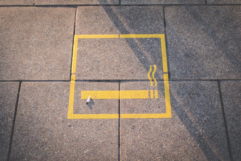 Cigarette , Smoking Area Symbol on Floor Stock Image - Image of ...
