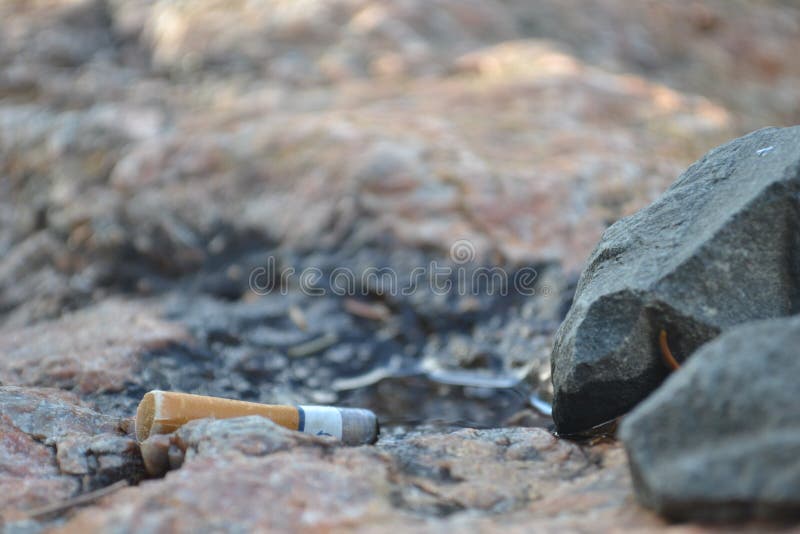 Cigarette on stone stock image. Image of stone, rough - 74924509