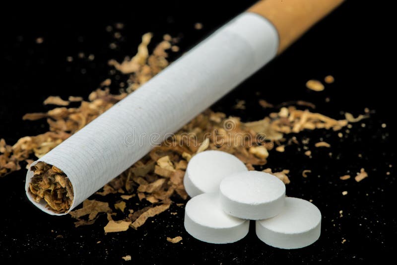 Cigarette, Tobacco and Pills Stock Image - Image of lifestyle, capsule ...