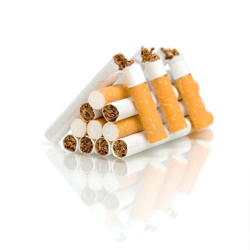 Cigarette on a White Background with Reflection Stock Image - Image of ...