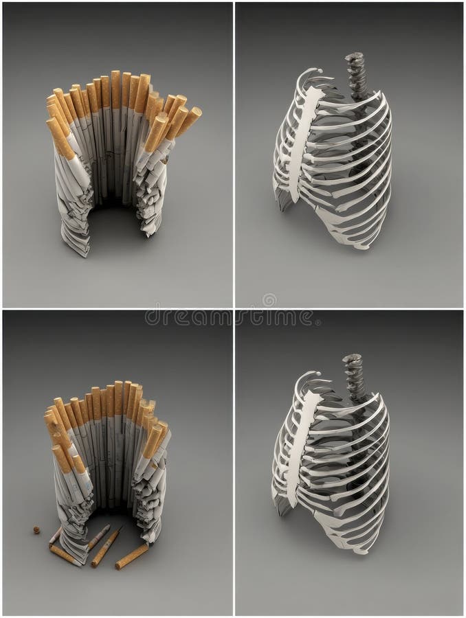 Broken Cigarette Transforms into Human Rib Cage Showcasing the Effects ...