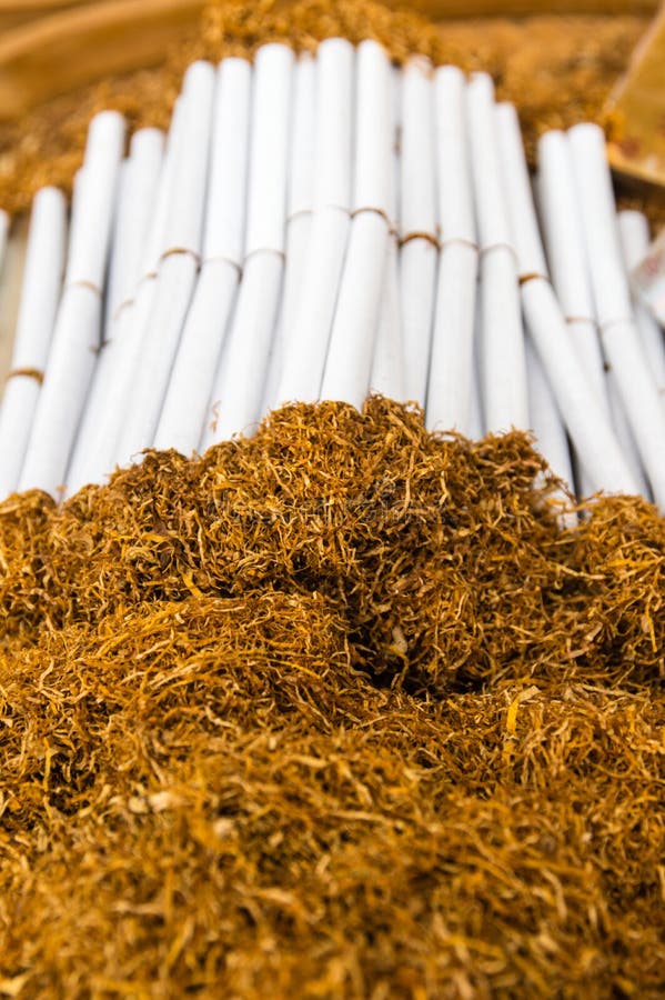 Homemade Cigarettes and Tobacco on the Brown Wooden Table Stock Image ...