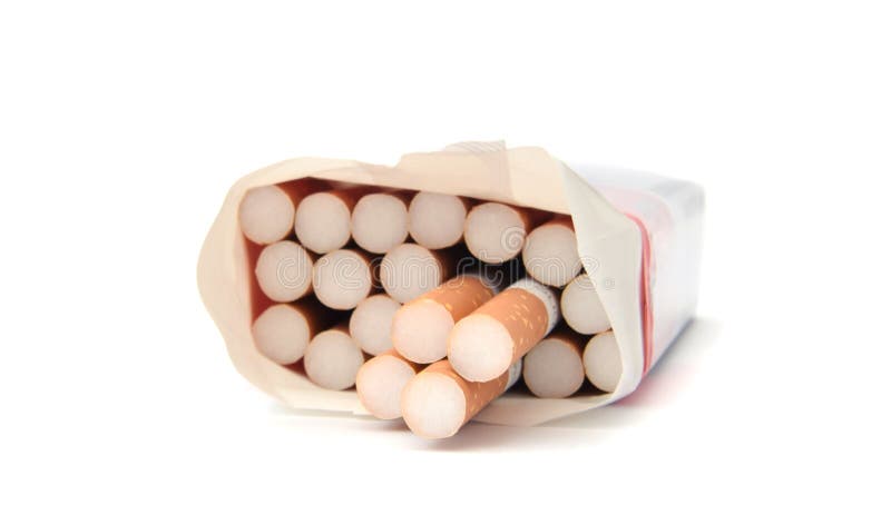 Cigarettes with Filter in Package Isolated on White Stock Photo - Image ...