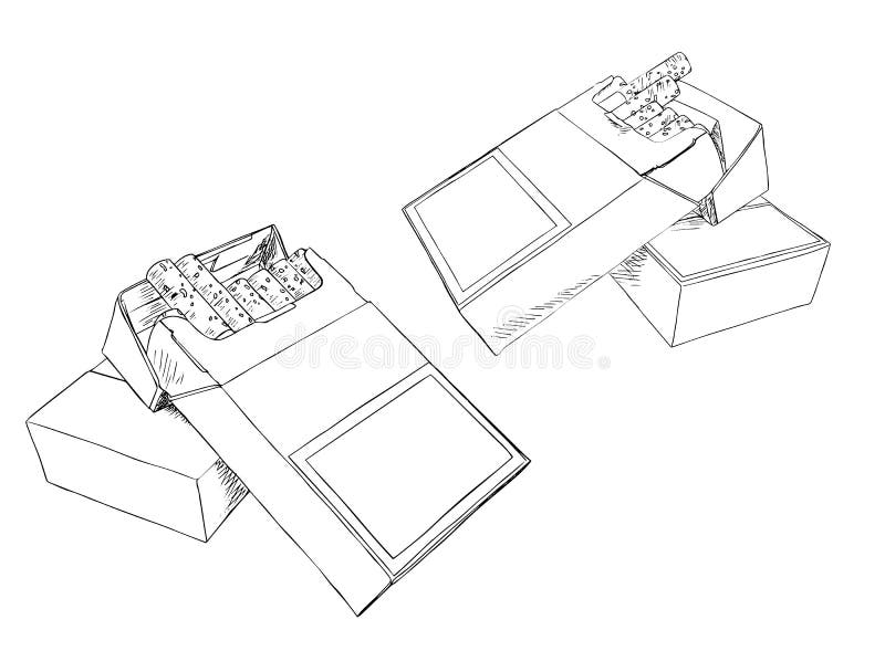 Cigarettes Pocket, Line Sketch Vector. Stock Vector - Illustration of ...