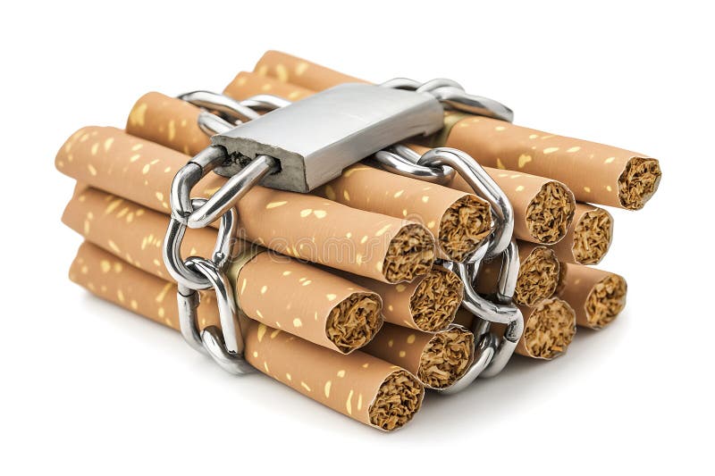 Cigarettes Secured in Chain and Lock Stock Image - Image of slavery ...