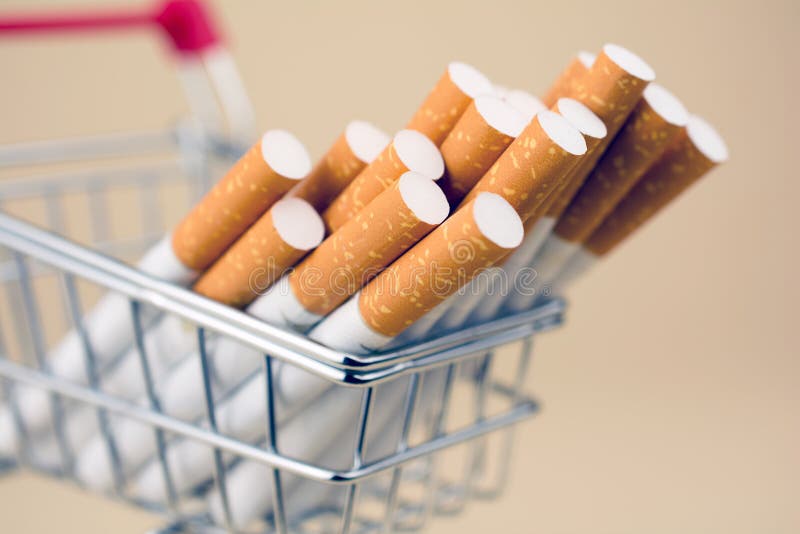 Cigarettes shopping cart stock photo. Image of unhealthy - 148330380