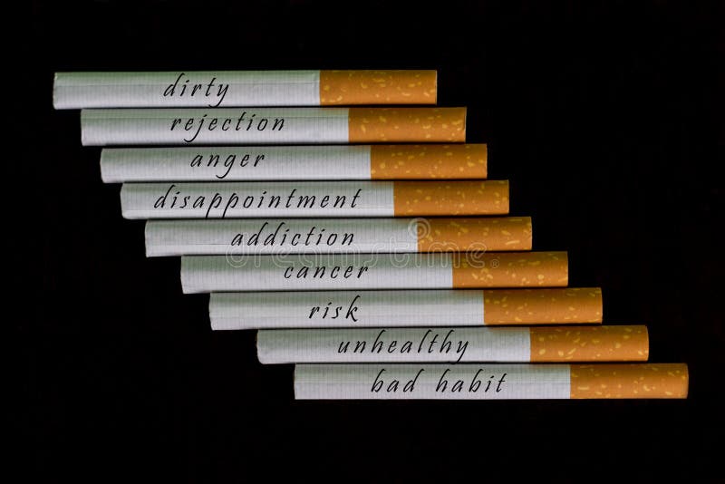 Cigarettes with the Warning Signs Stock Photo - Image of rudeness ...
