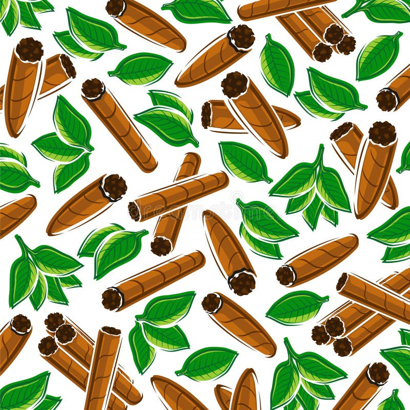Cigars Background, Pattern Set. Collection Icon Cigar Stock Photo ...