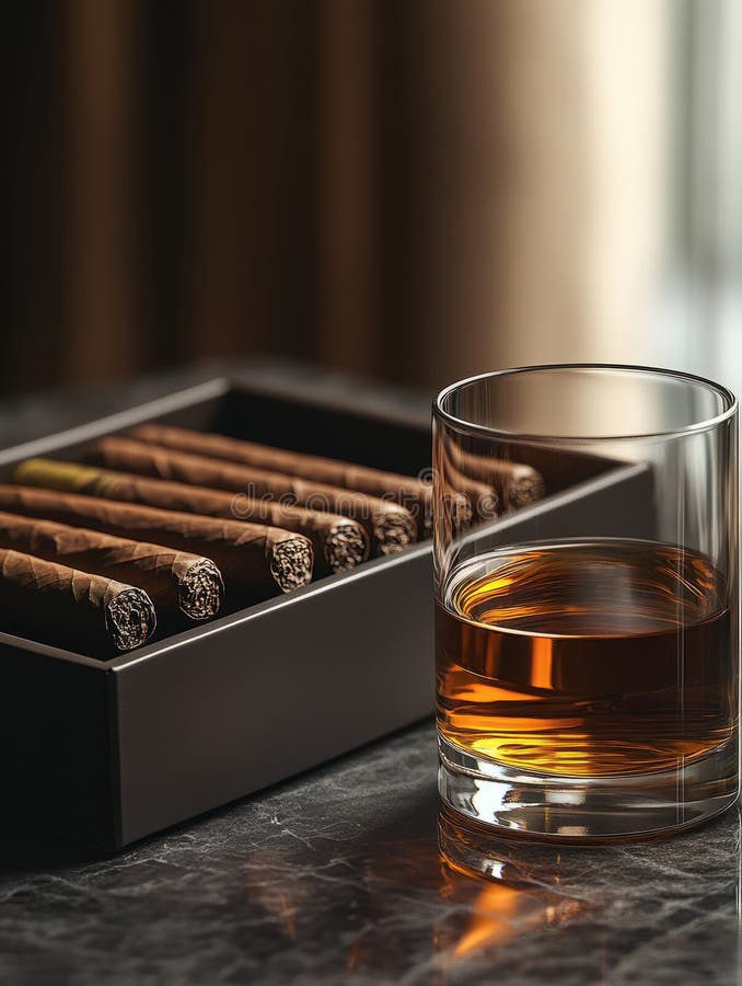 Cigars and Whiskey on a Marble Table. Stock Image - Image of lifestyle ...
