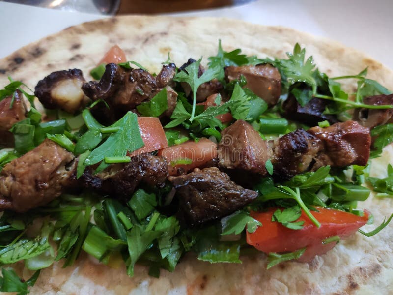 Ciger Kebab Turc De Kebab De Foie De La Plaque De Dîner Image stock ...