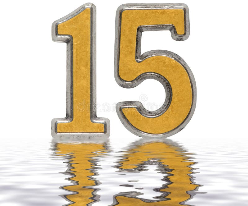 Cijfer 15, Vijftien, Overdacht De Waterspiegel, Stock Illustratie ...