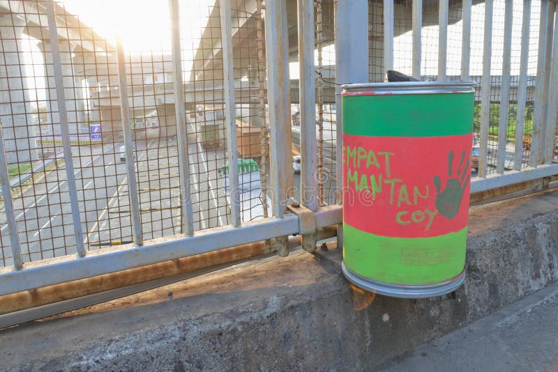 Cikarang - West Java Indonesia, June 2 -2021: Trash Can Installed Above ...