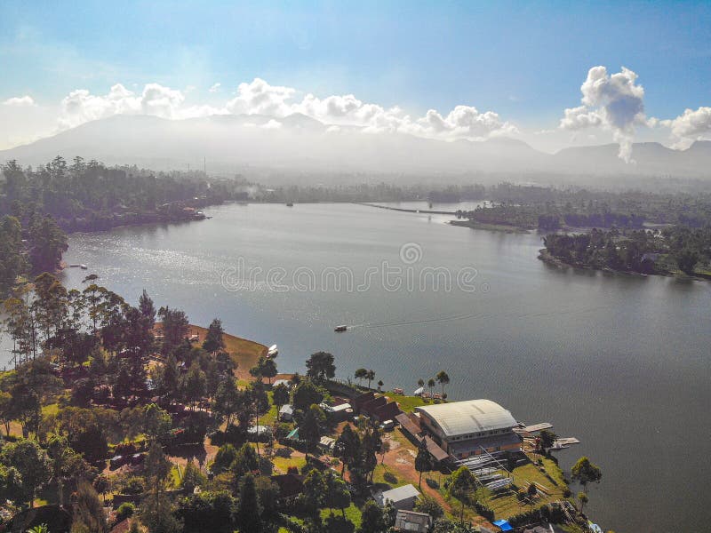 Cileunca lake aerial view stock image. Image of view - 239057677