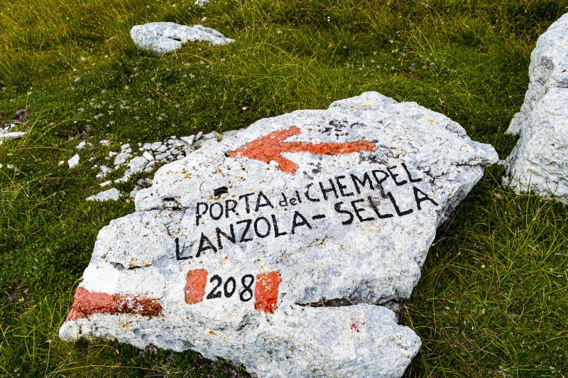 Cima Dodici trail stock image. Image of landmark, mountain - 150245499