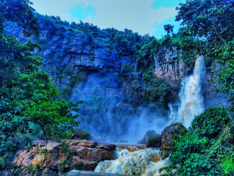 Cimarinjung Waterfalls at Sukabumi West Java Indonesia Stock Photo ...