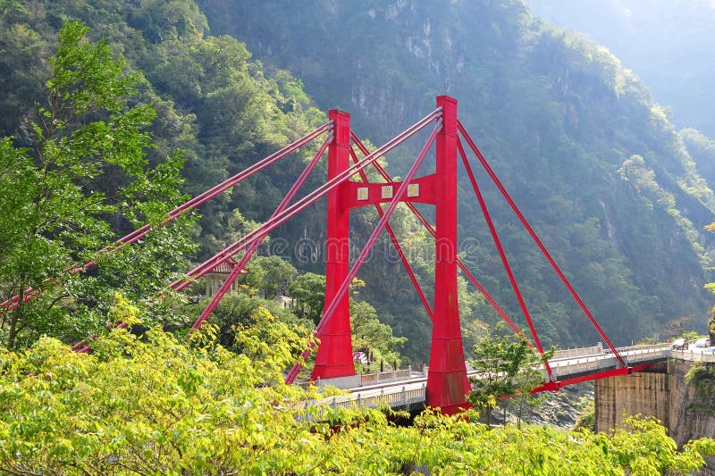 Cimu Bridge in Taroko National Park Stock Image - Image of mountain ...