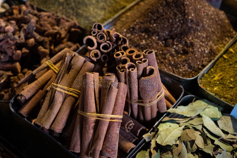 Cinammon Closeup on Spice Market Stock Image - Image of herb, flavor ...