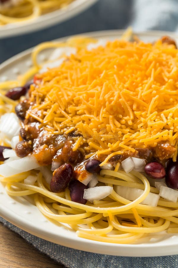 Cincinnati Chili Spaghetti Casero Imagen de archivo - Imagen de cinnati ...