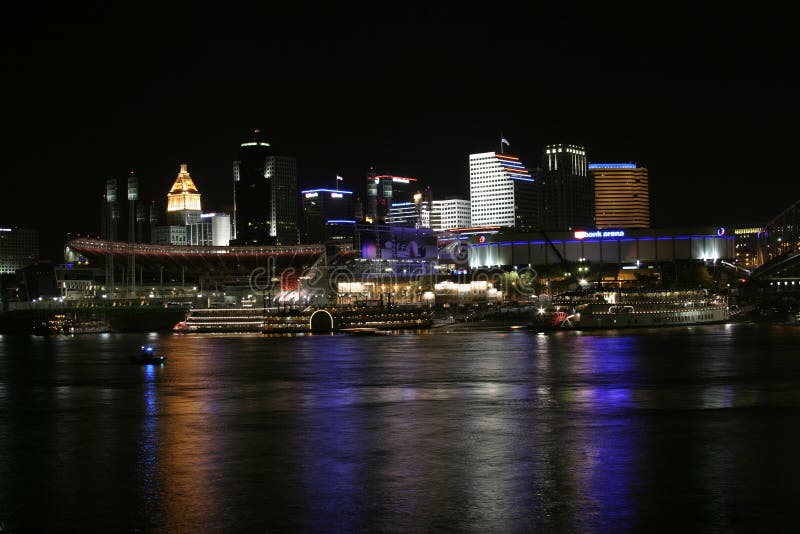 Cincinnati Downtown by Night Stock Image - Image of water, night: 700493