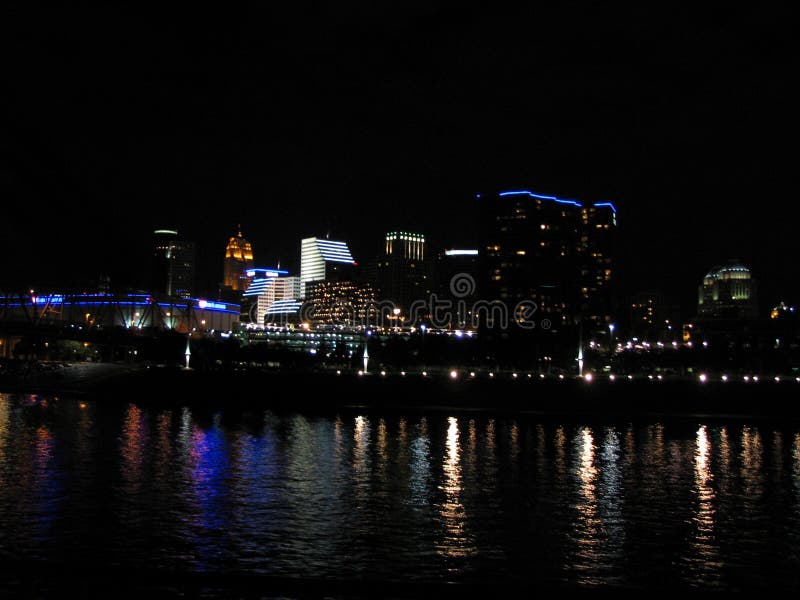 Cincinnati at Night stock image. Image of cityscape, river - 726111