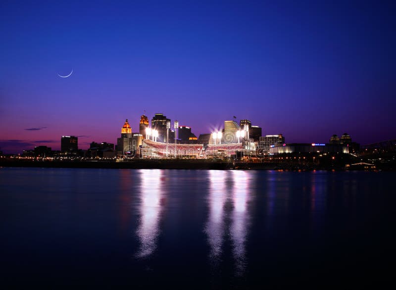 Cincinnati Ohio at Night stock image. Image of landscape - 9280773