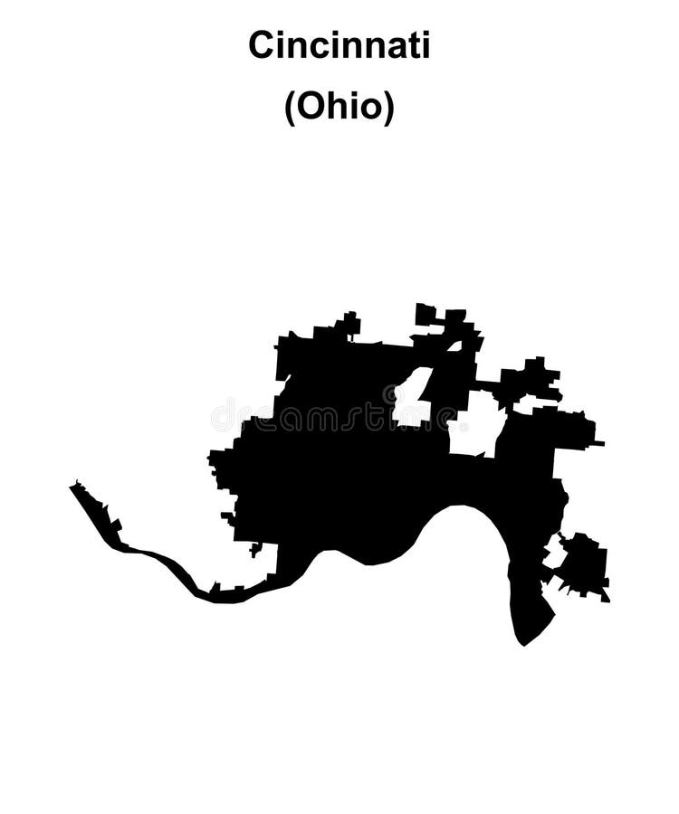 Cincinnati outline map stock vector. Illustration of cartography ...