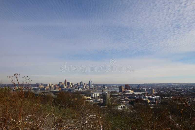 Cincinnati, Ohio Seen after a Light Snow from Devou Park, Kentucky ...